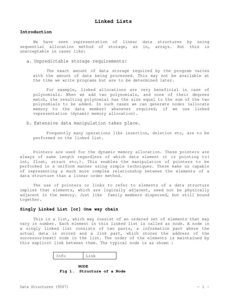 Linked Lists Notes Download Free Pdf Array Data Structure Pointer Computer Programming 6056