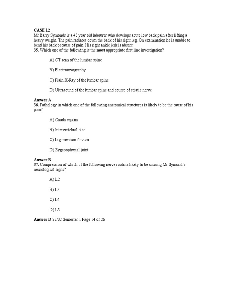 Acute Low Back Pain Case Study Analysis | PDF | Teaching Methods ...