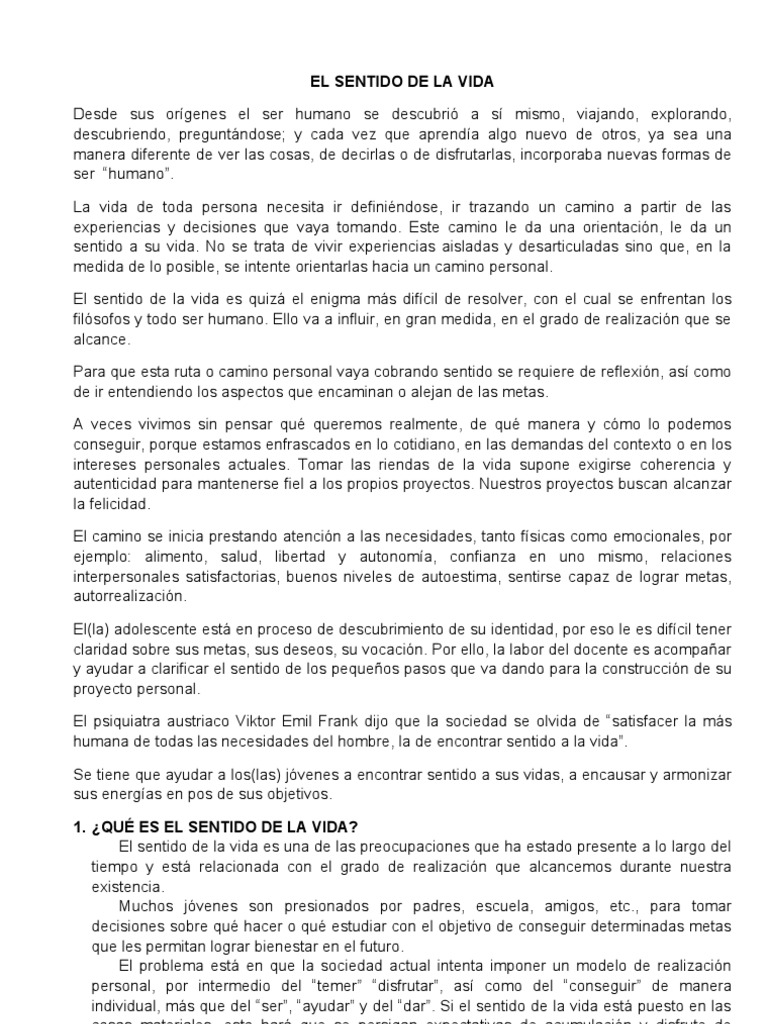 El Sentido de La Vida | PDF | Significado de la vida | Vida
