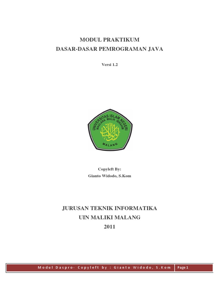 Modul Praktikum Dasar Dasar Pemrograman Java | PDF