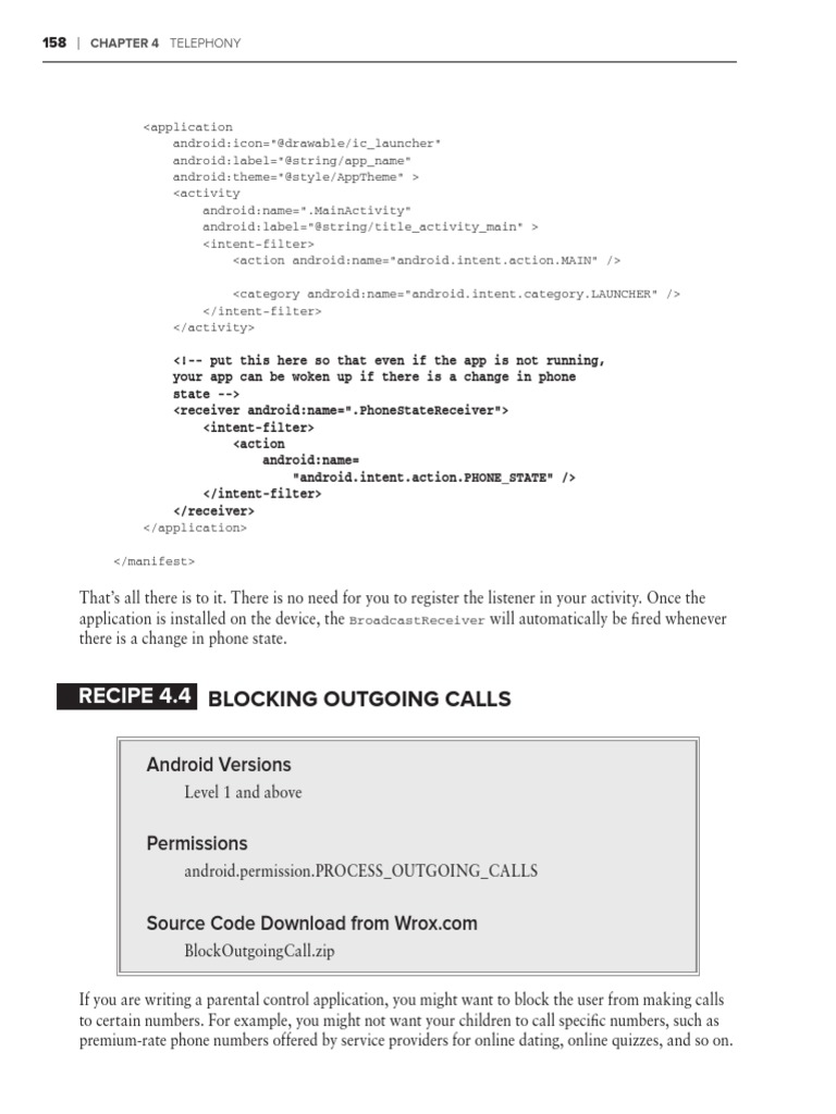 Outgoing Call Block BroadcastReceiver Example | PDF | Android (Operating System) | Application ...