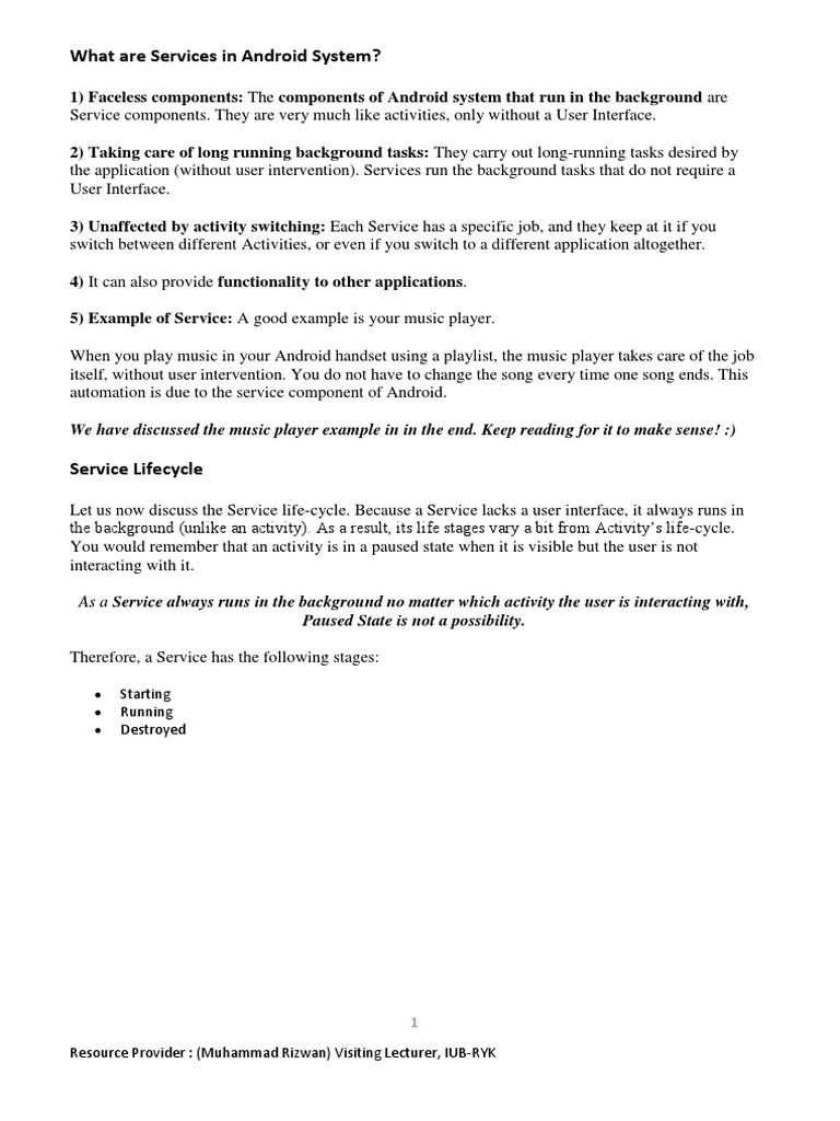 Android Service Pdf Inheritance Object Oriented Programming Product Lifecycle