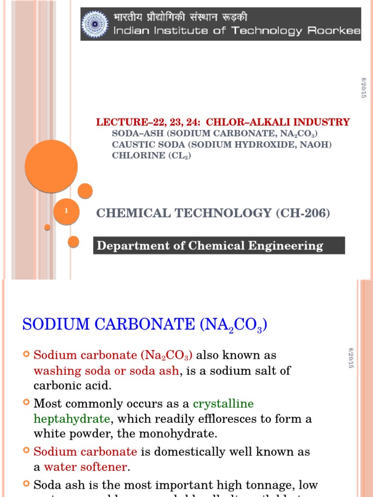 Overview of Chlor-Alkali Processes | PDF | Sodium Carbonate | Sodium ...