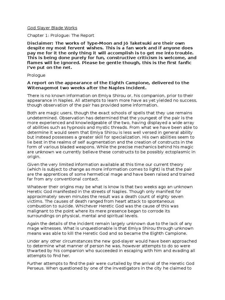 God Slaying Blade Works | PDF | Afterlife | Reincarnation