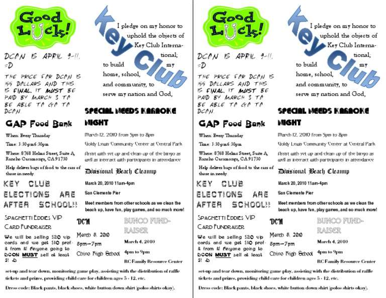 Key Club Activities02!26!10 | PDF | Mutual Organization | Youth