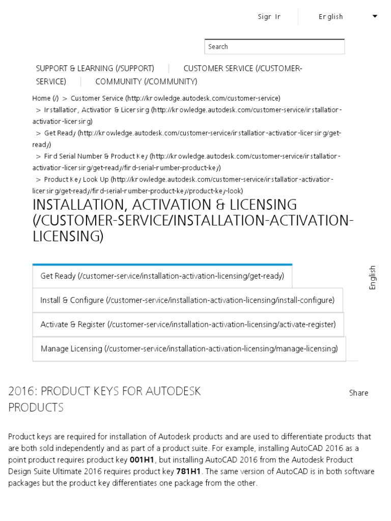 2016 - Product Keys For Autodesk Products - Installation, Activation ...