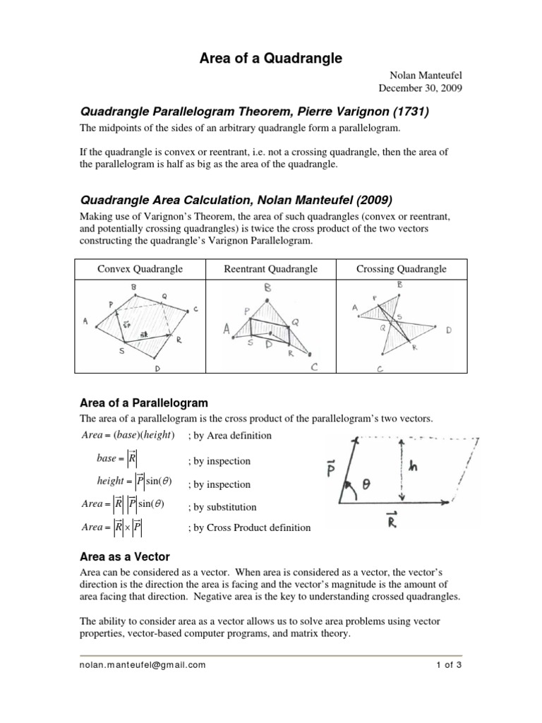 Area of A Quadrangle | PDF | Euclidean Vector | Area