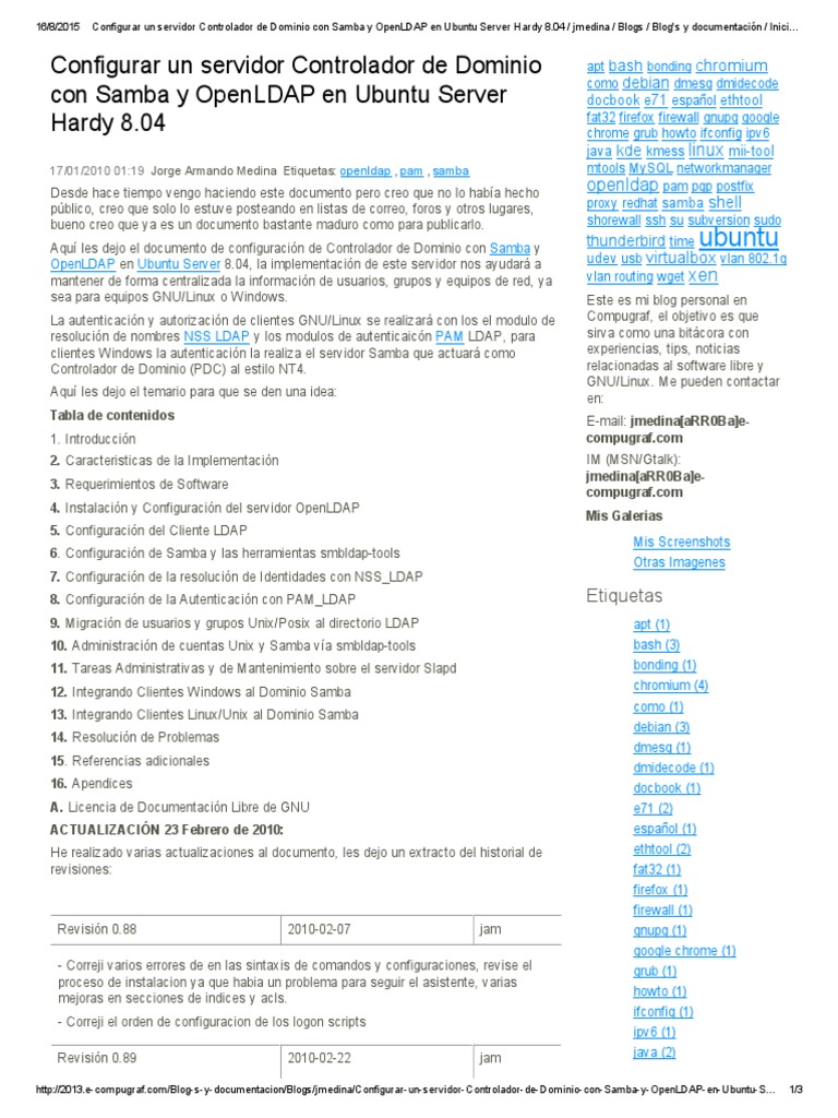 Configurar PDC con Samba y OpenLDAP | PDF | Ubuntu (sistema operativo) | Software del sistema