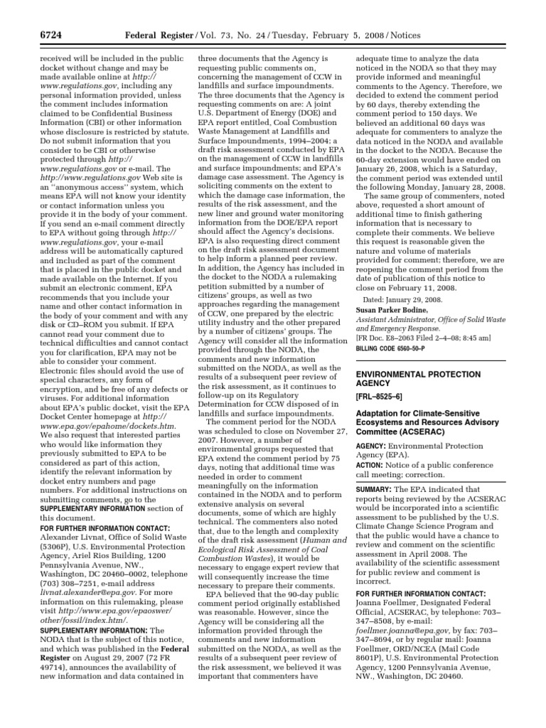 Federal Register / Vol. 73, No. 24 / Tuesday, February 5, 2008 ...