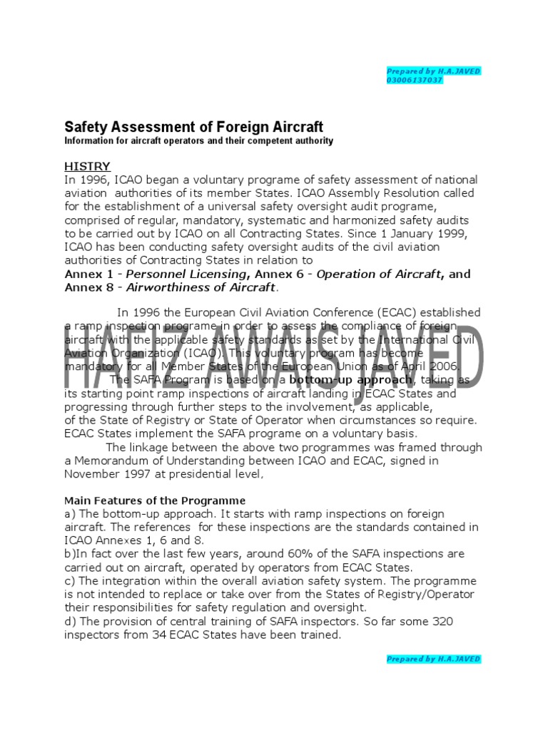 Safety Assessment of Foreign Aircraft - Notes | PDF | Aviation ...