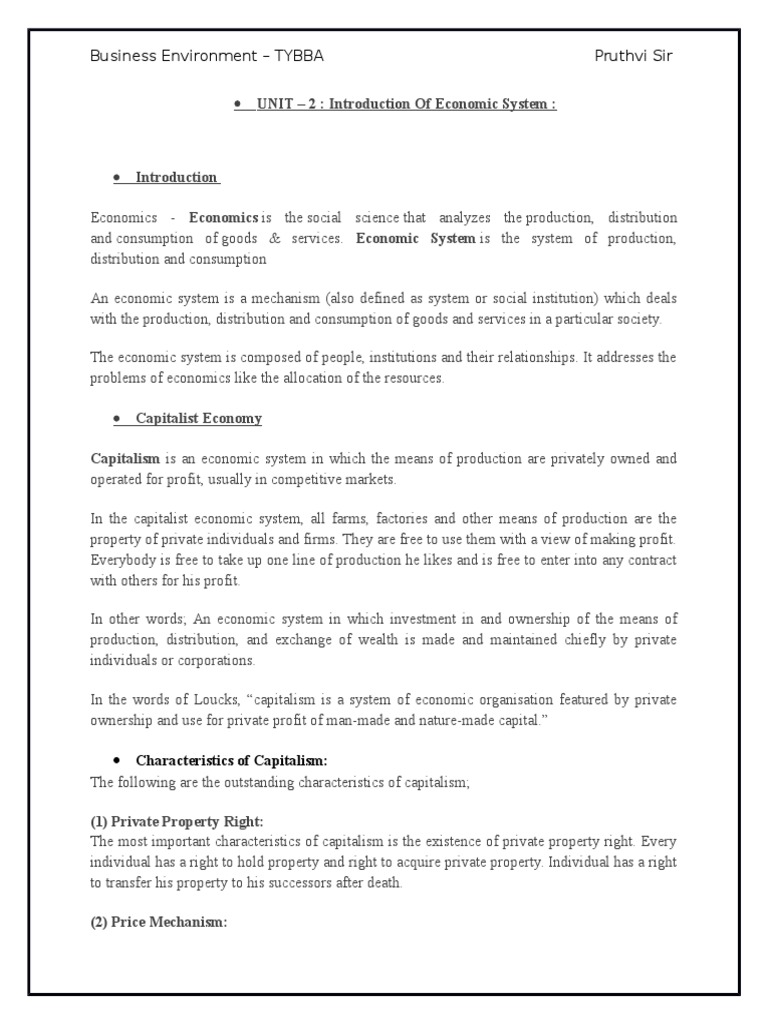 Introduction of Economic System | PDF | Economic System | Economics
