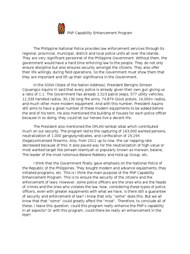 PNP Capability Enhancement Program | PDF | Police | National Security