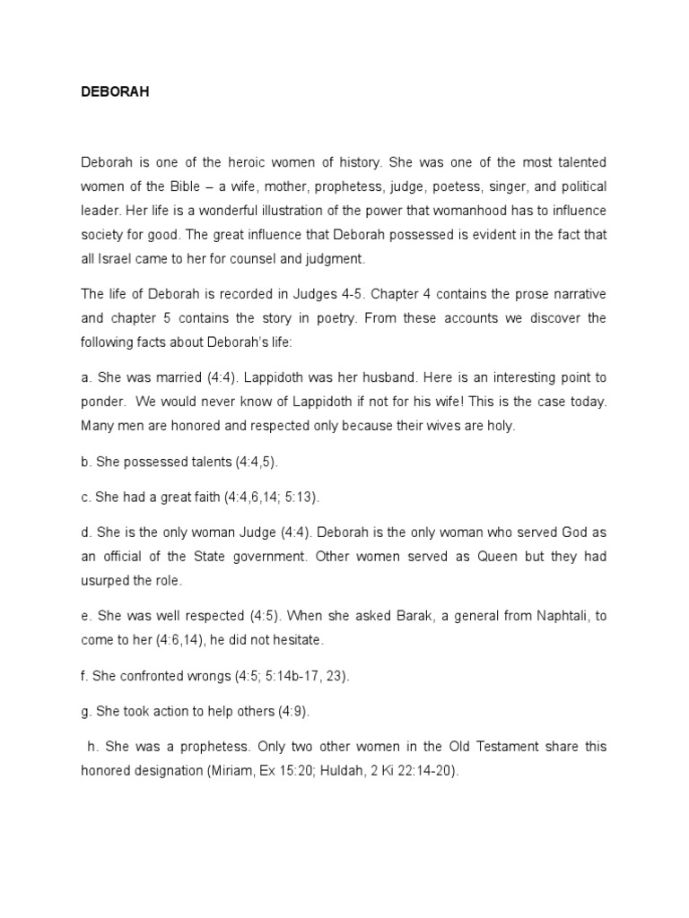 Deborah Pdf Book Of Judges Books Of The Hebrew Bible