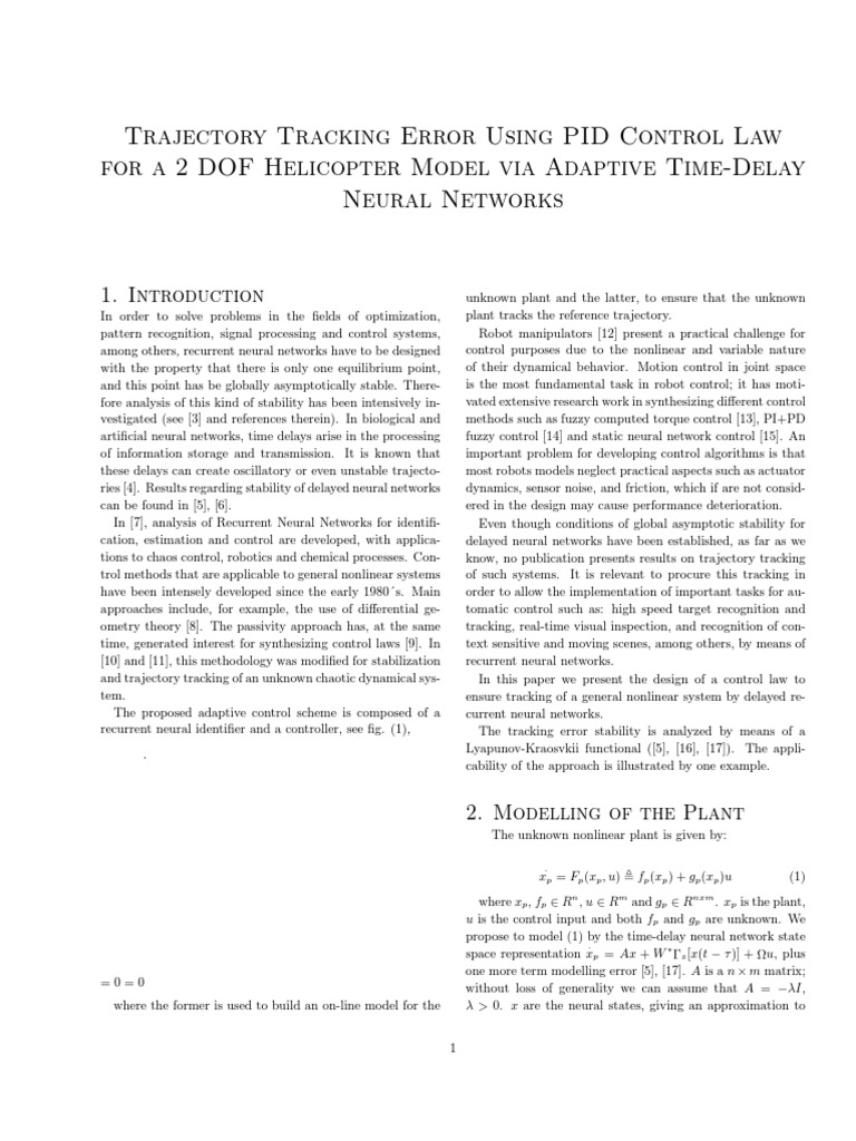 Trajectory Tracking Error Using PID Control Law For A 2 DOF Helicopter Model Via Adaptive Time ...