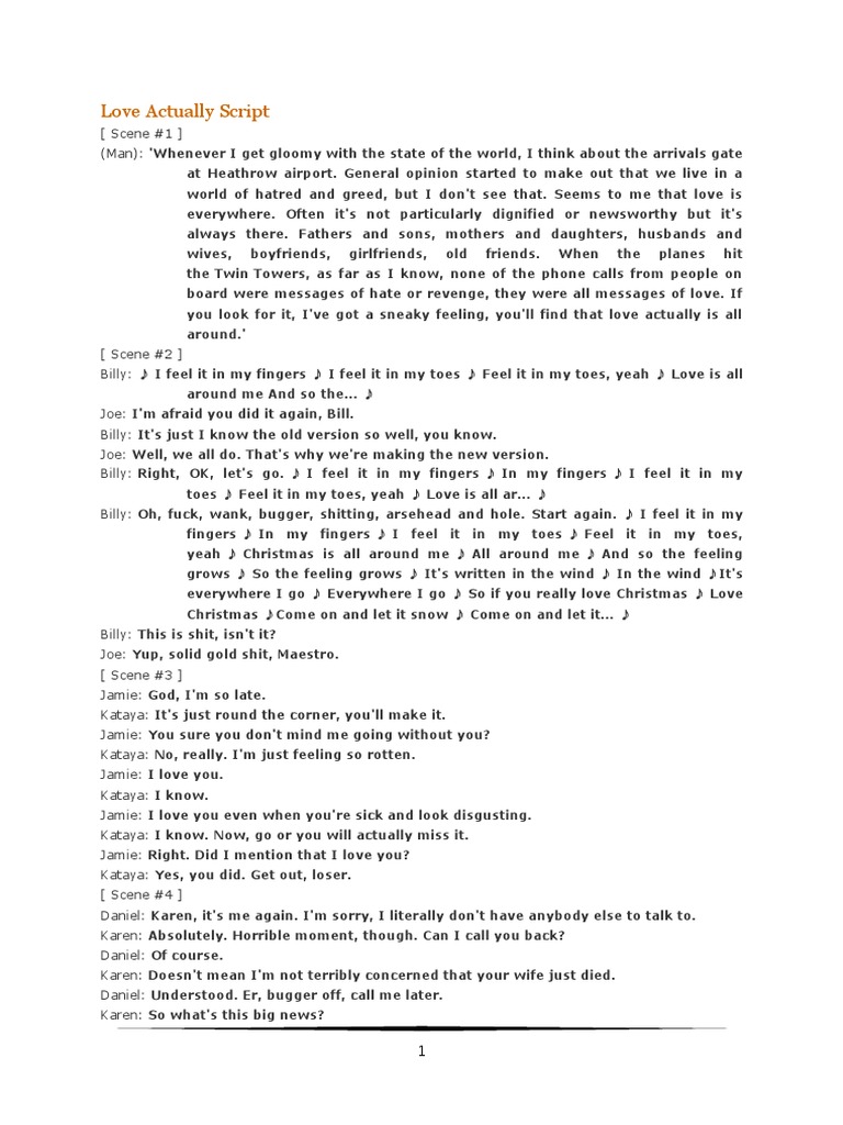 Love Actually Script
