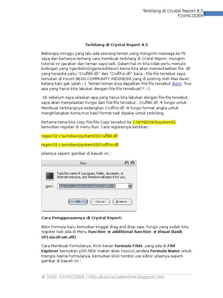 Terbilang Di Crystal Report 8.5 | PDF | Komputer