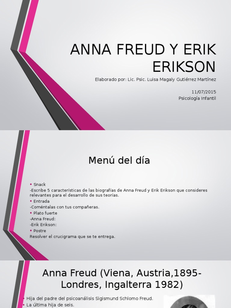 ANNA FREUD Y ERIK ERIKSON.pptx | Psicoanálisis | Cognición