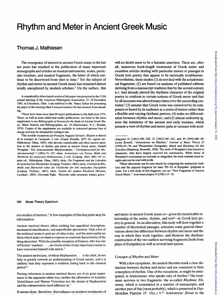 Mathiesen - Rhytm and Meter in Ancient Greek Music - Music Theory ...