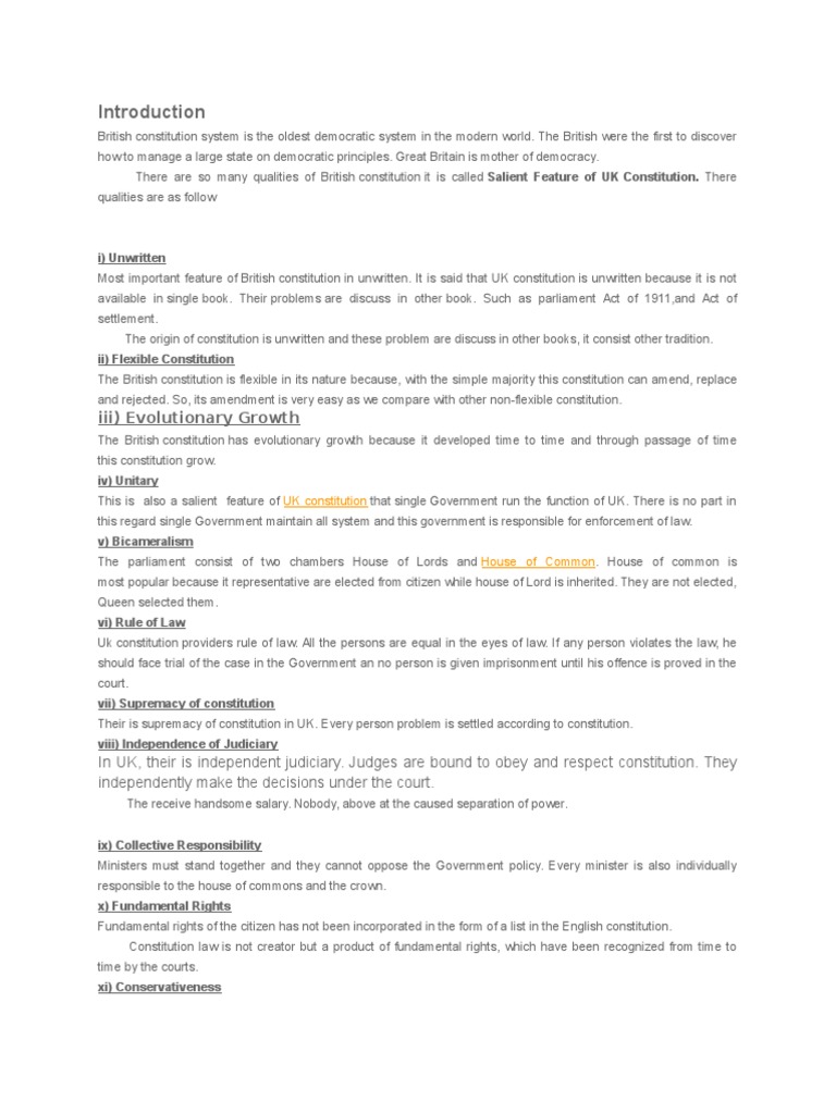 British Constitution | PDF | Constitution Of The United Kingdom ...