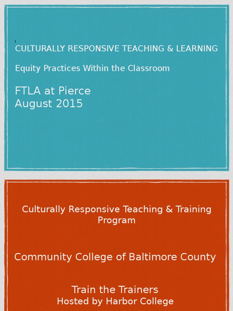 Culturally Responsive Teaching Training | PDF
