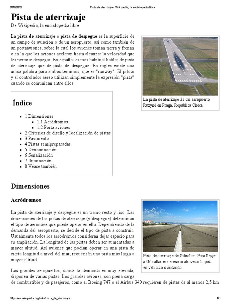 Pista de Aterrizaje | Descargar gratis PDF | Pista | Aviación