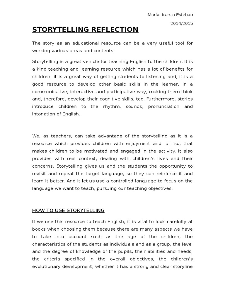 Storytelling - Reflection | PDF | Storytelling | Learning