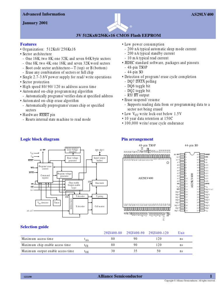 29lv400 Flash Eeprom | PDF | Flash Memory | Booting