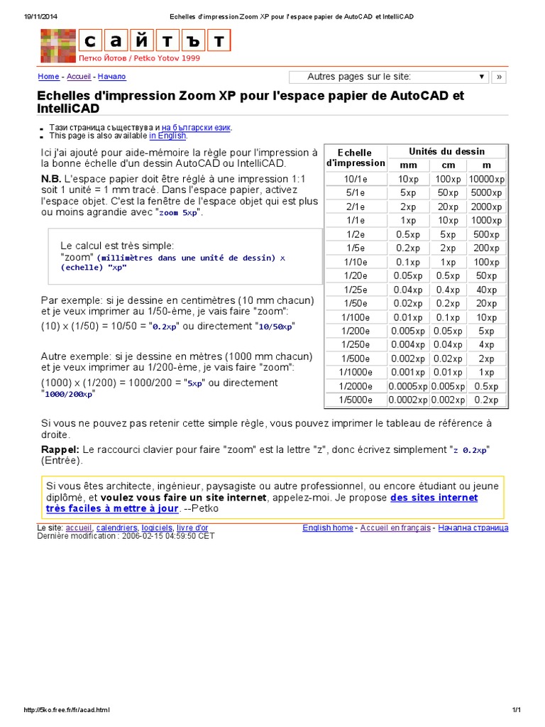 Échelles Autocad Xp _ Tableau Echelle Xp Autocad – QGIUXA