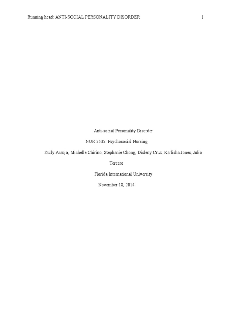 ASPD Paper | PDF | Antisocial Personality Disorder | Oedipus Complex