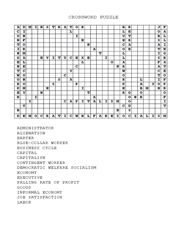 Economic Terms Crossword Puzzle | PDF | Business