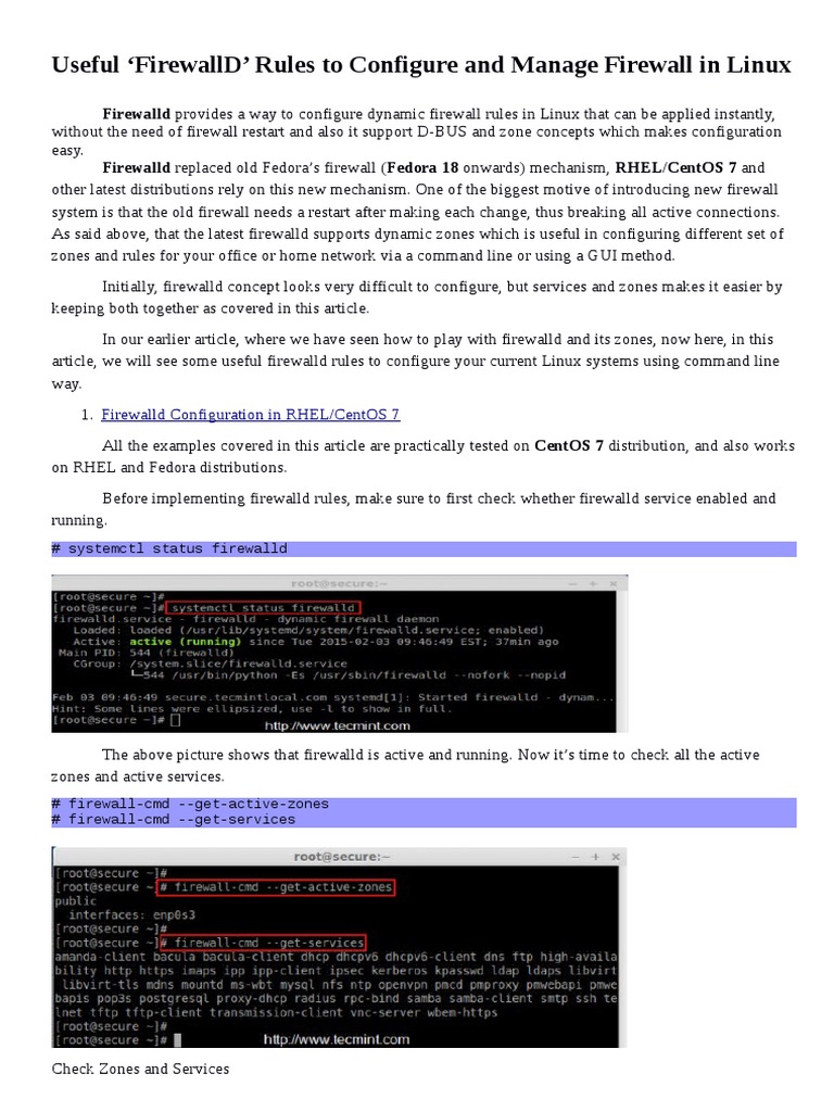 Useful FirewallD Rules to Securely Configure and Manage Linux Firewalls ...