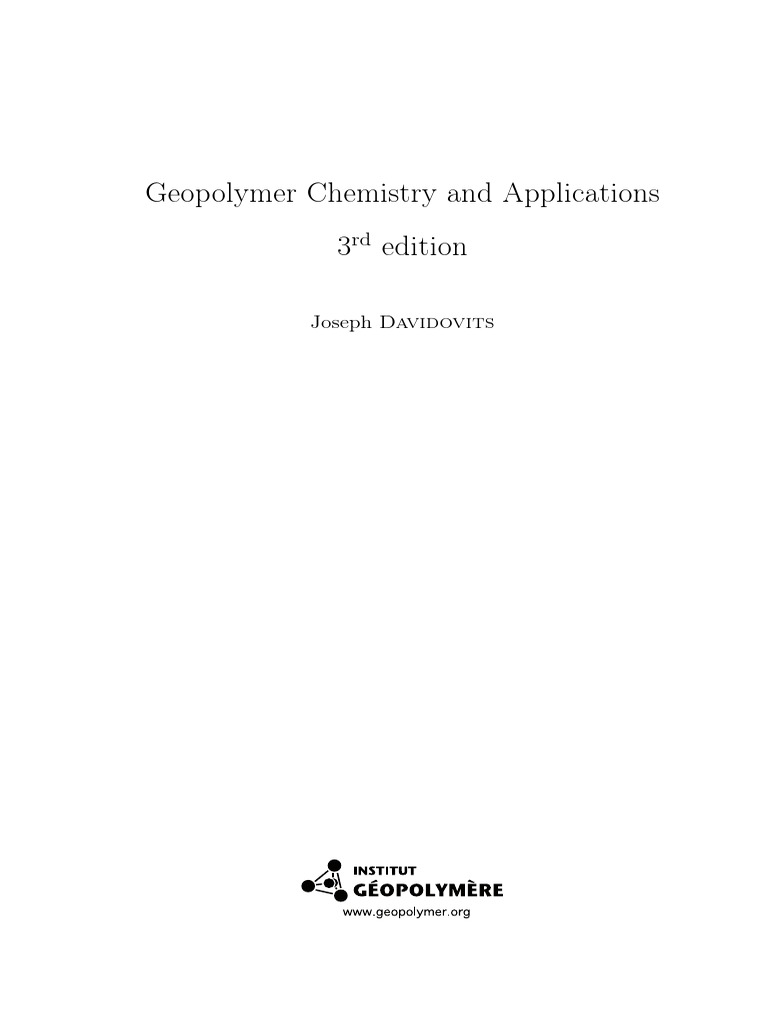 Geopolymer Chemistry and Applications 3rd Ed. Davidovits 2011 Chapter.1 ...