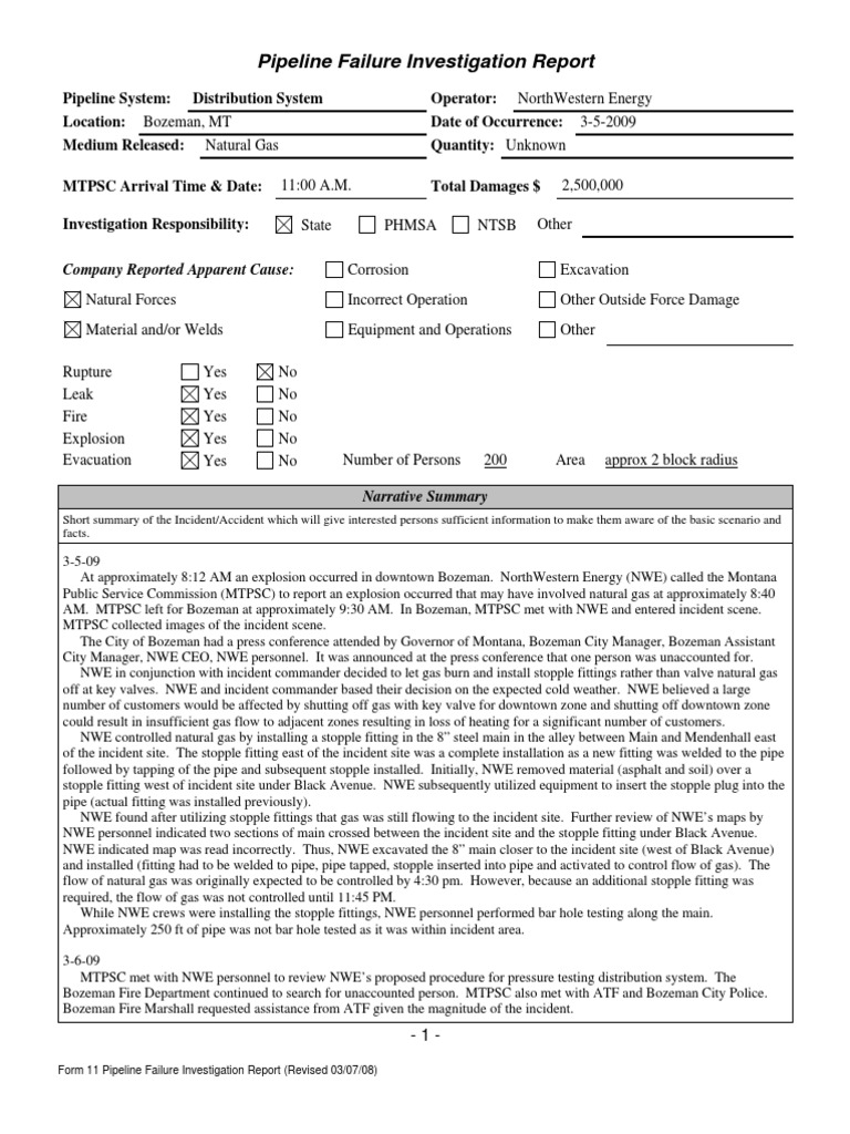 Pipeline Failure Investigation Report | Pipeline Transport | Pipe ...