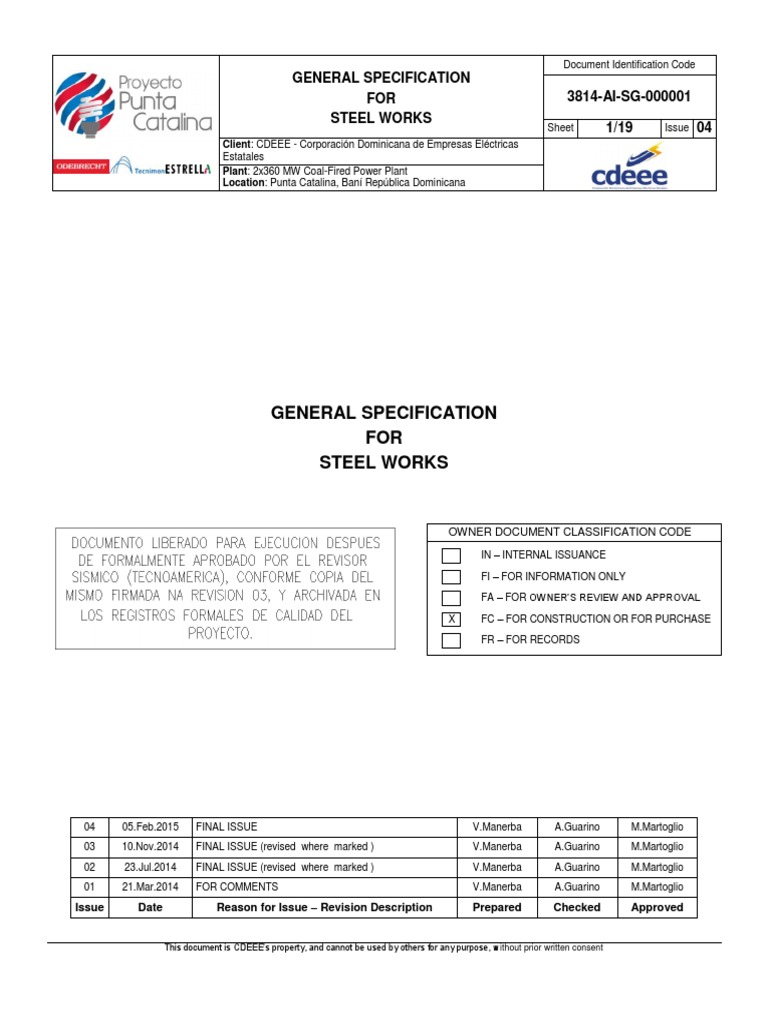 General Specification for Steel Works | PDF | Structural Steel | Screw