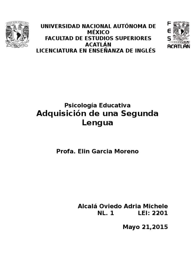 Modelos de Adquisición de L2 | PDF | Multilingüismo | Segundo lenguaje