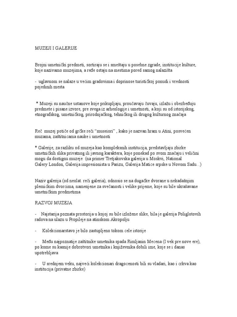 Muzeji I Galerije | PDF