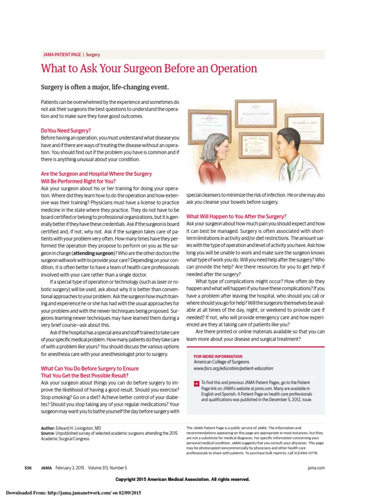 What To Ask Before Surgery | PDF | Surgery | Physician