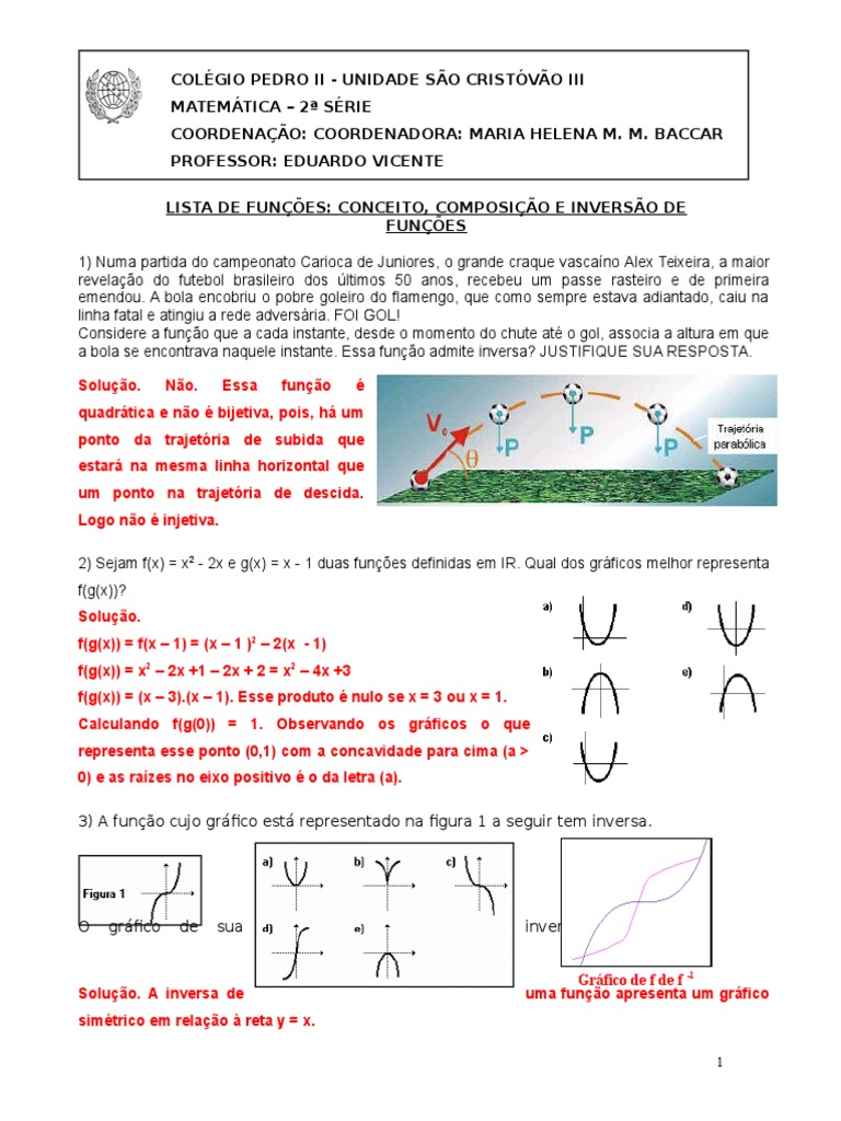 Lista de Funções Inversas | PDF | Função (Matemática) | Equações