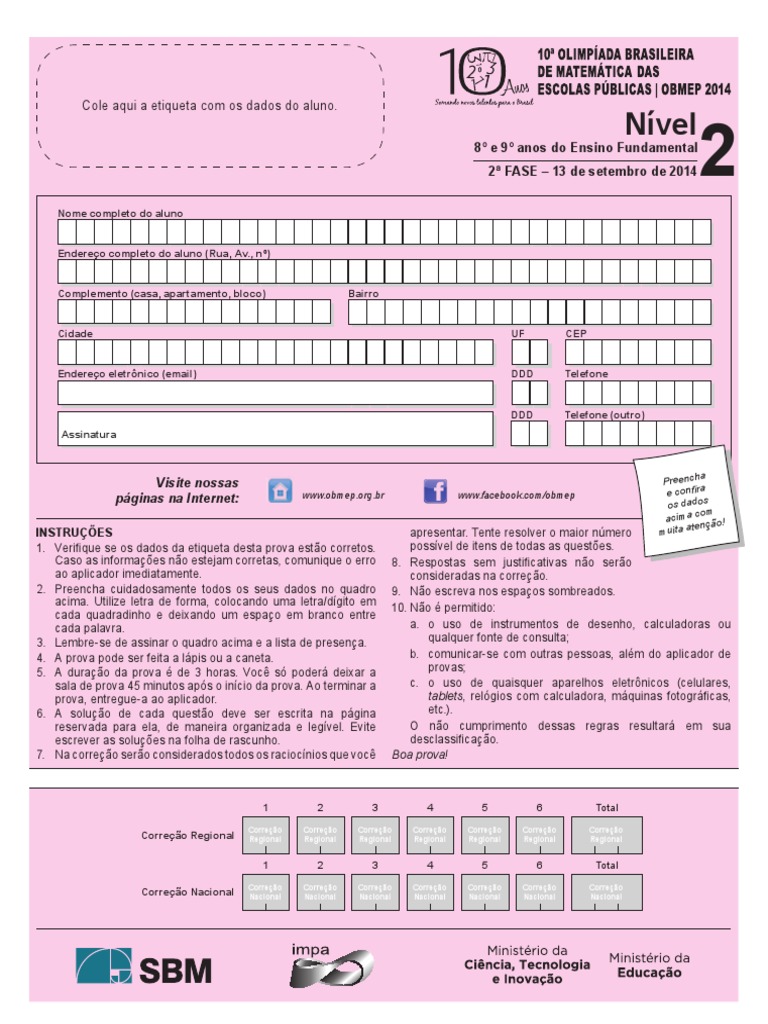 Prova Obmep Nivel 2 - 2 Fase | PDF