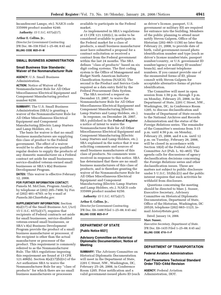 Notice: Fuel Flowmeter Technical Standard Order TSO-C44d Revision | PDF ...