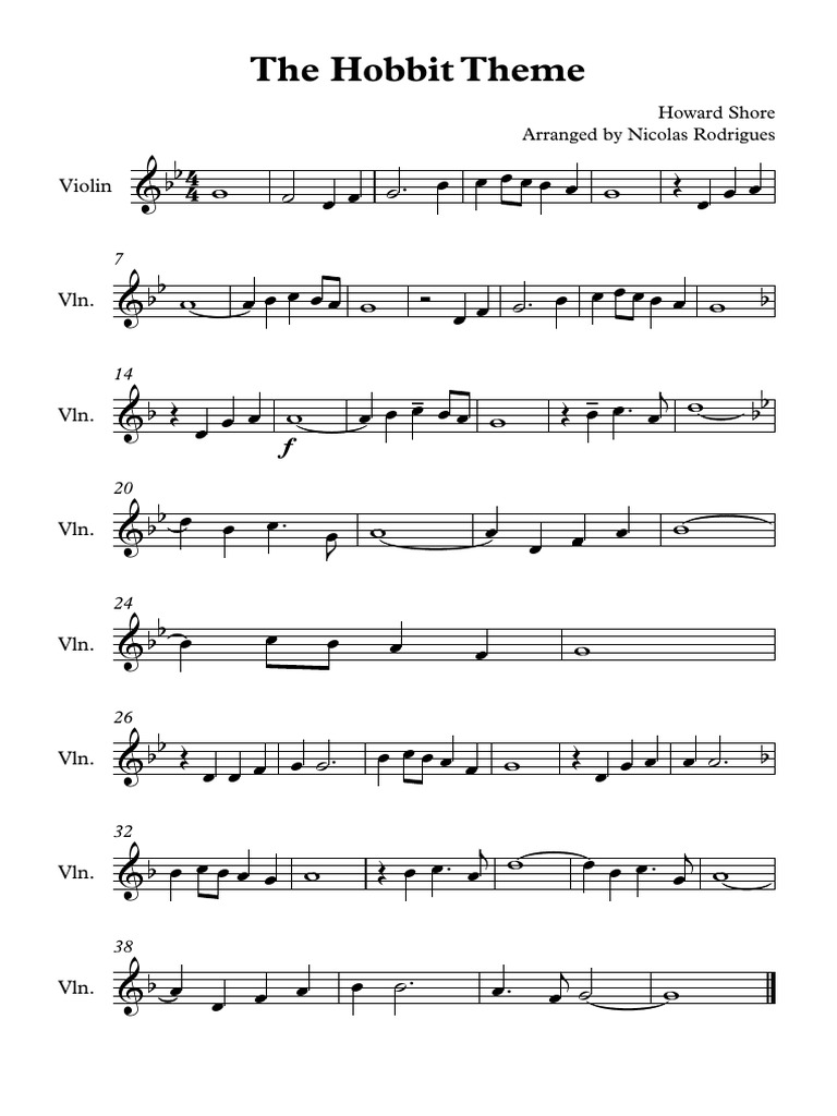 The Hobbit Theme Violin | PDF