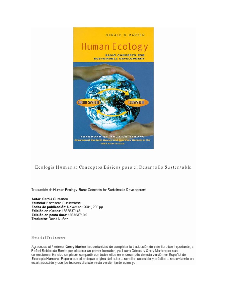 G. Marten - Ecología Humana: Conceptos Básicos para El Desarrollo Sustentable | Sustentabilidad ...