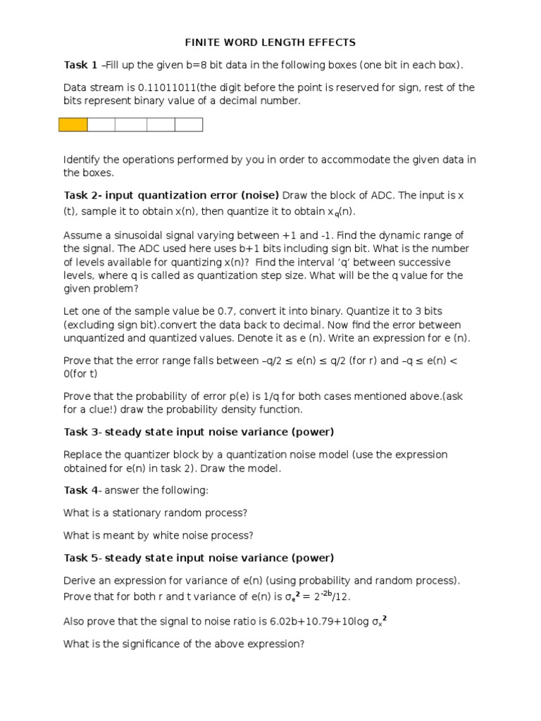 Finite Word Length Effects Pdf Analog To Digital Converter Teaching Mathematics