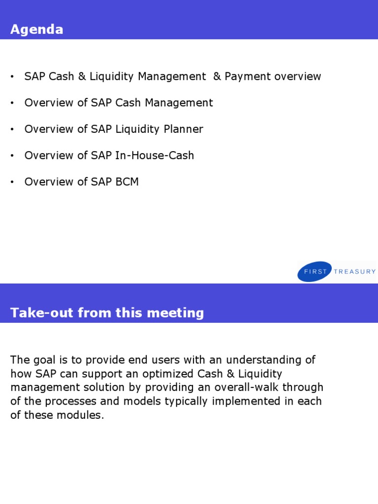 SAP Cash Management Presentation | PDF | Finance & Money Management