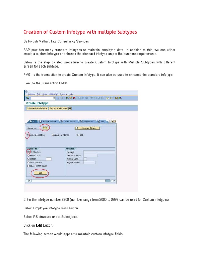 Create Custom Infotype with Multiple Subtypes in SAP | PDF | Software | Information Technology ...