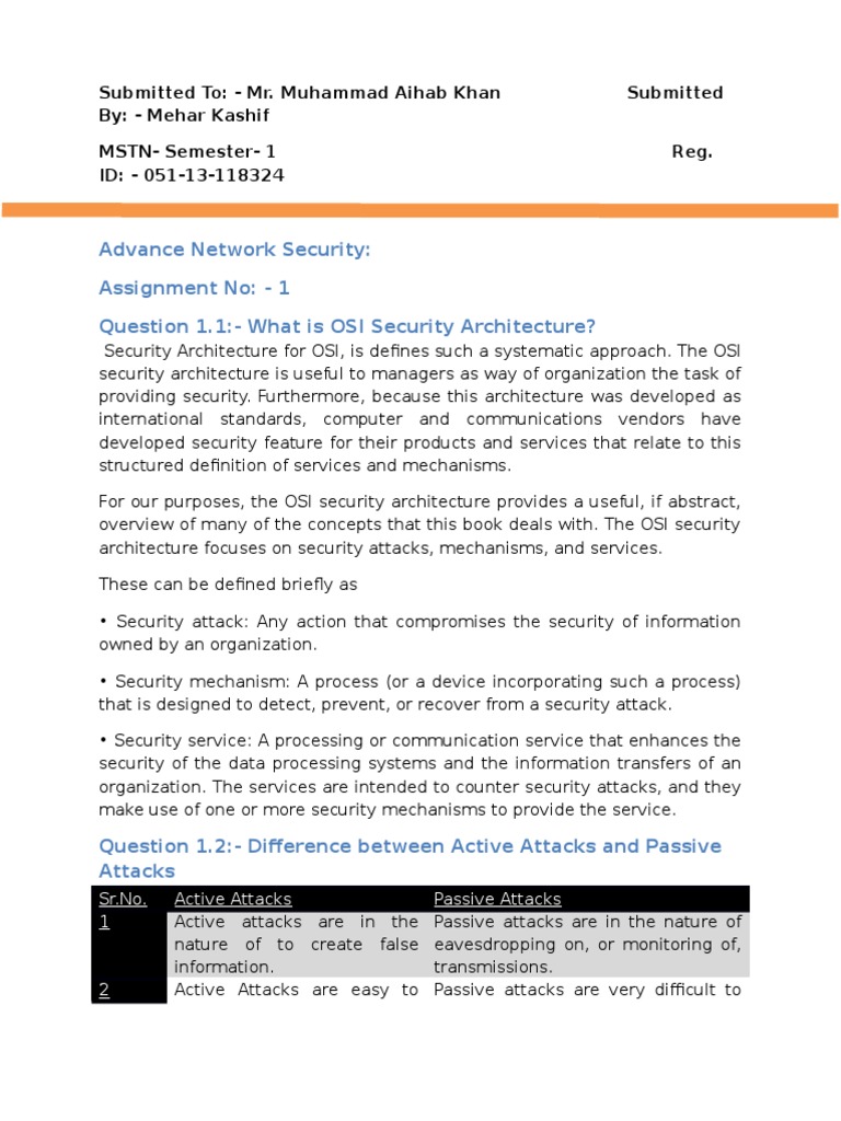 Advance Network Security: Assignment No: - 1 Question 1.1:-What Is OSI ...