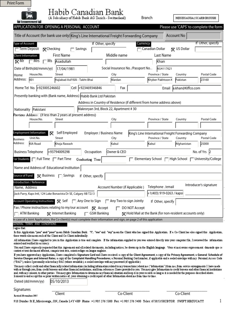 HCB Personal Account Application | PDF | Credit History | Service ...