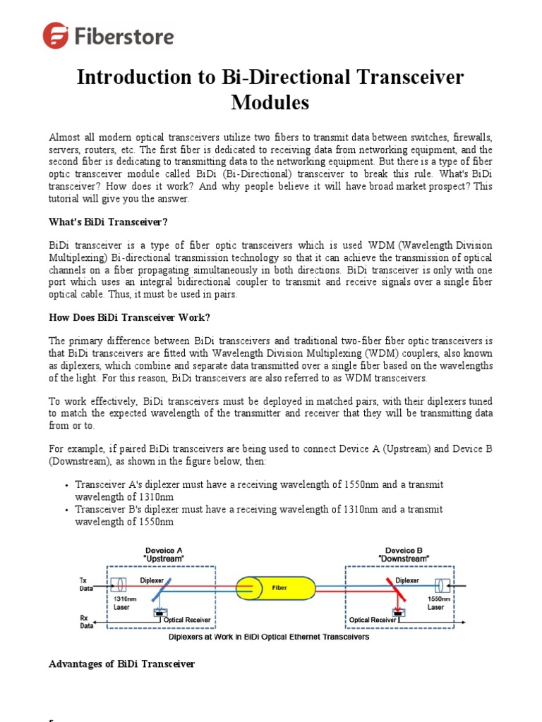 Introduction To Bi-Directional Transceiver Modules | PDF | Wavelength ...