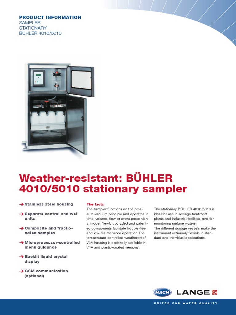 BÜHLER 4010/5010 Stationary Sampler | PDF | Litre | Manufactured Goods