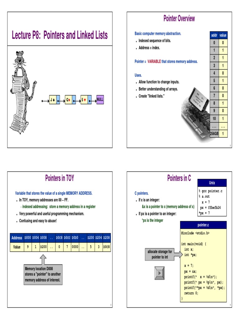 Lecture P8 Pointers And Linked Lists Pointer Overview Pdf Pointer 0900